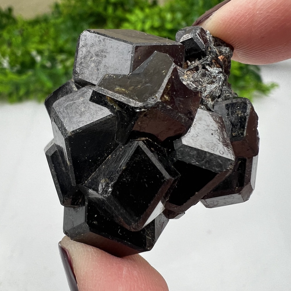 Black Garnet on Matrix | Mali | Fe3Al2Si3O12 | Garnet Specimen - Virgo Gems