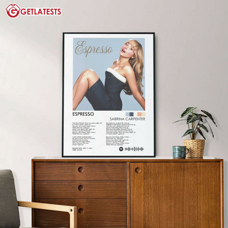 Sabrina Carpenter Espresso Lyrics Poster
