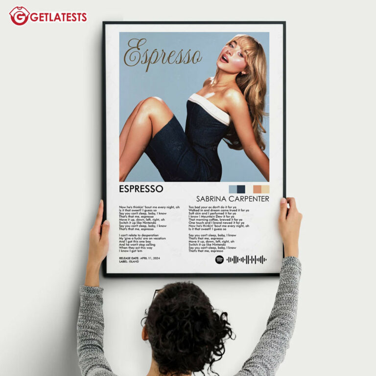 Sabrina Carpenter Espresso Lyrics Poster