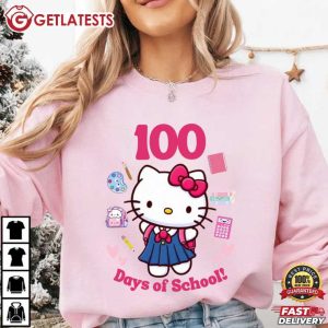 Kitty 100 Days of School Cute Cat Girls Student Gift T-Shirt