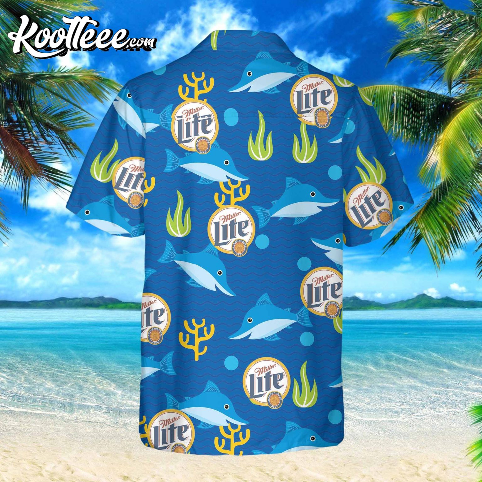 Miller Lite Beer Aloha Summer Beach Hawaiian Shirt