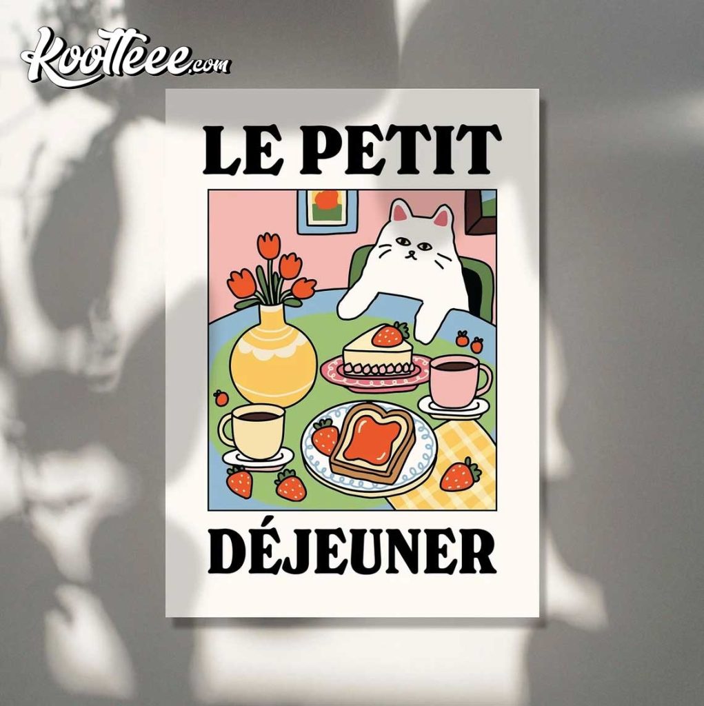 French Cat Le Petit Dejeuner Breakfast Poster