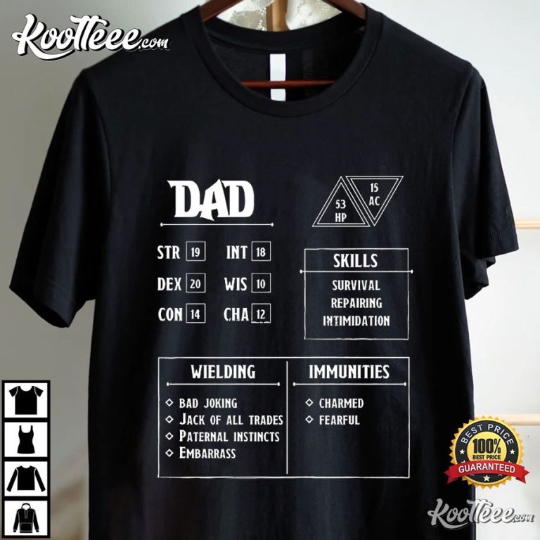 Dad Character Sheet Dungeons And Dragons T-Shirt