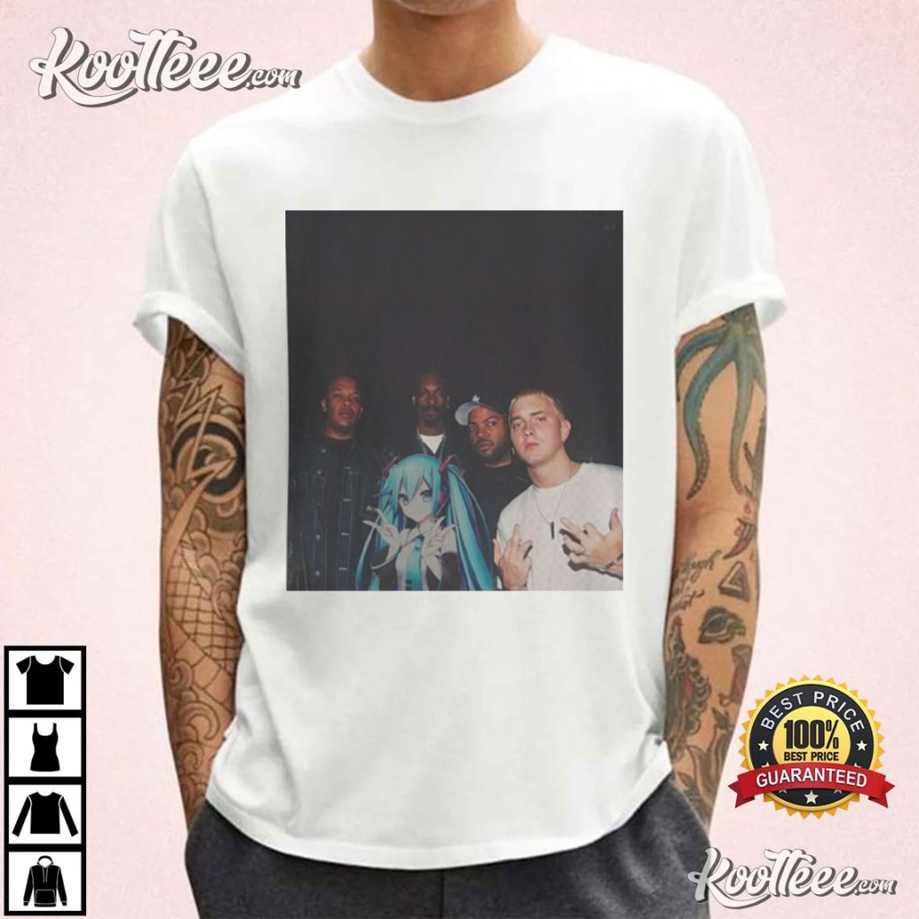 Hatsune Miku Rapper Snoop Dogg Ice Cube Eminem Dr Dre Gangsta T-Shirt