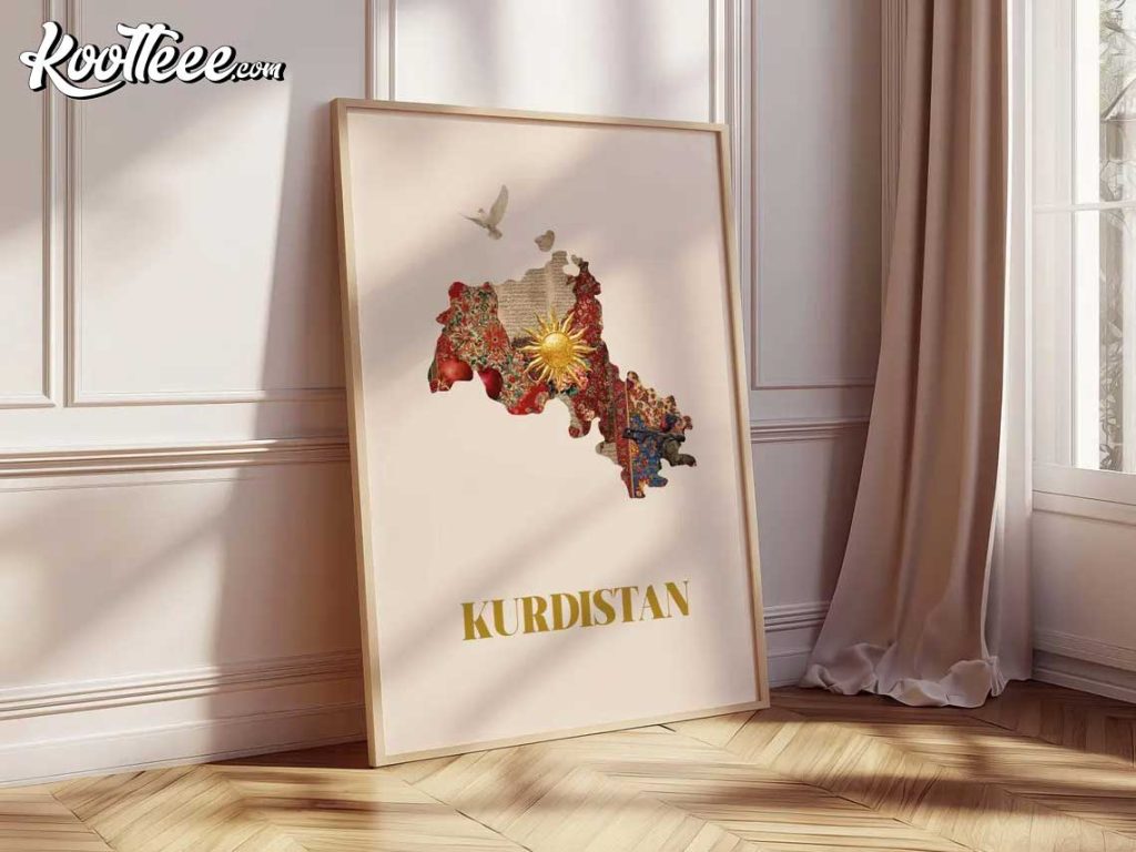 Kurdistan Kurdish Map Traditional Poster