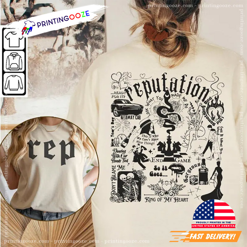 Taylor Music The Eras Tour, Reputation Tracklist T-shirt - Unleash Your ...