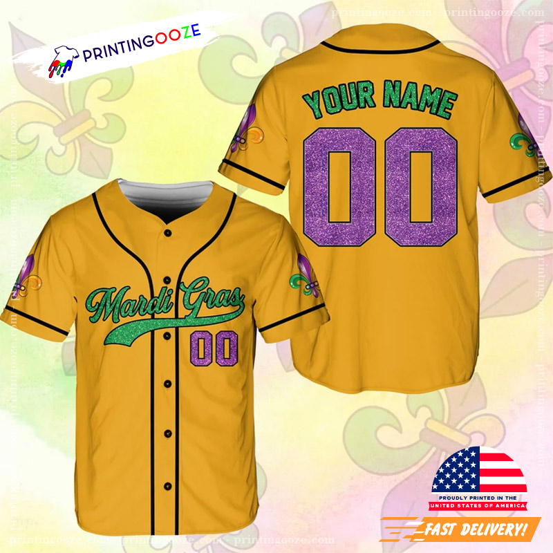 Personalized Carnival Mardi Gras Baseball Jersey No.5 - Unleash Your ...
