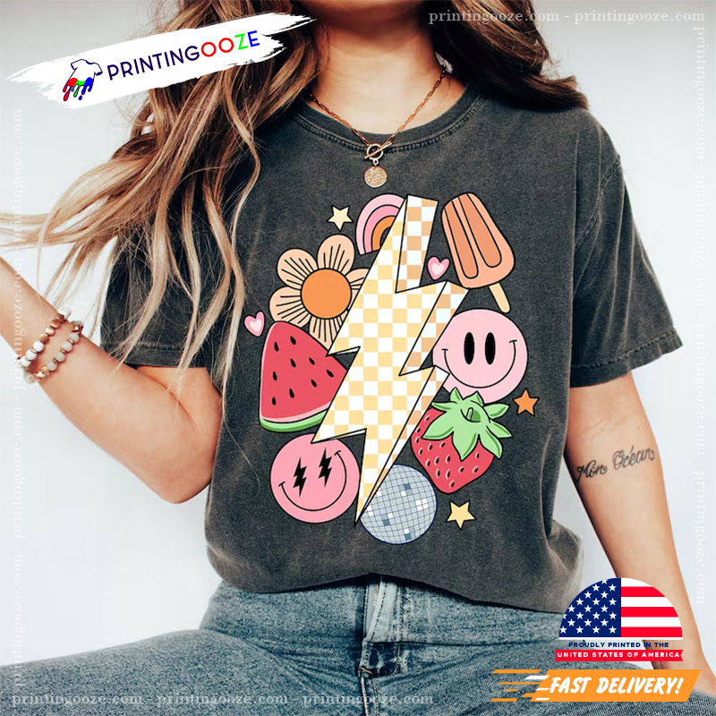 Retro Summer Smiley Sublimation Ladies Summer Shirts - Unleash Your ...