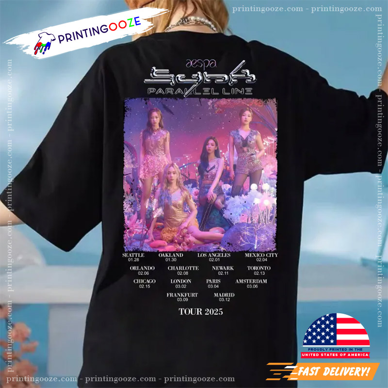Aespa Synk Parallel Line World Tour Members T-shirt - Unleash Your ...