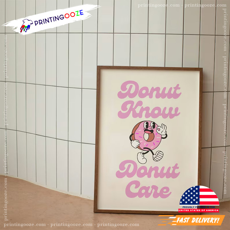 Retro Pink Donut Print Funny Cute Poster - Unleash Your Creativity