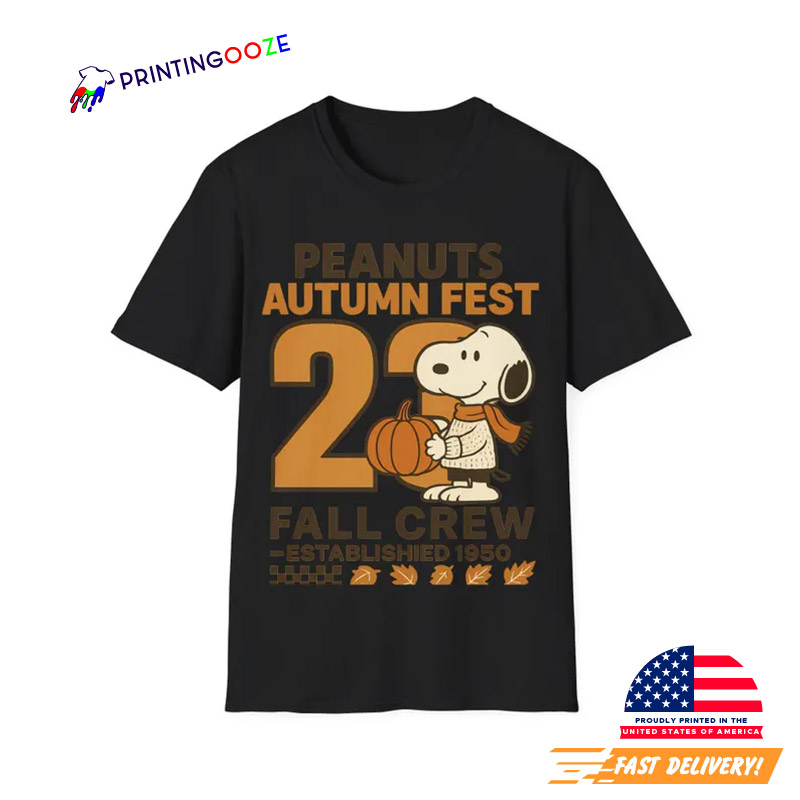 Cozy Snoopy Peanuts Autumn Fest Fall Crew T-shirt - Unleash Your Creativity