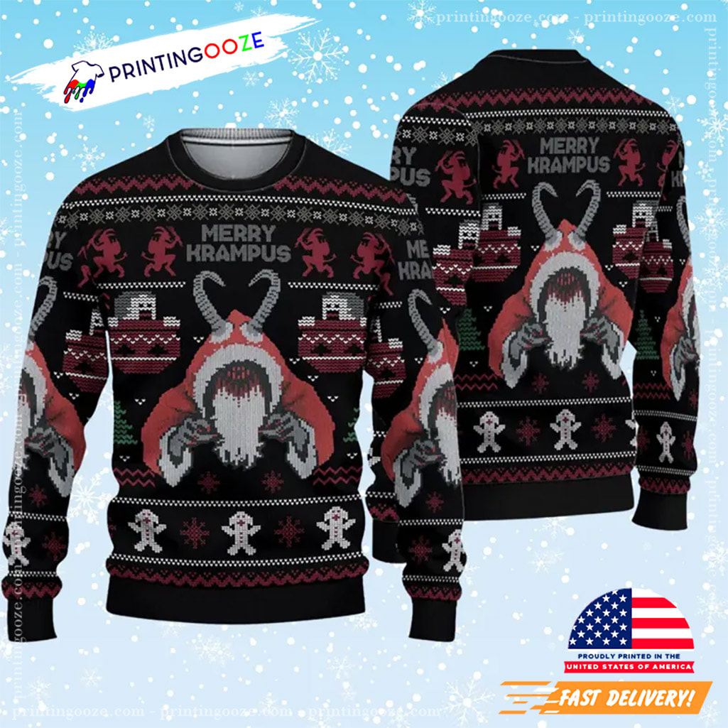 Christmas Monster Krampus Ugly Horror Christmas Sweater - Unleash Your ...