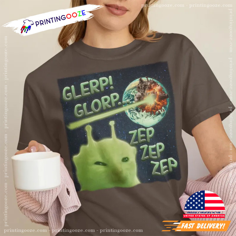Glerp Glorp Funny Alien Cat Meme Tee - Unleash Your Creativity