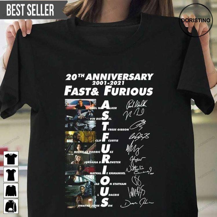 20th Anniversary 2001-2021 Fast Furious Signatures Doristino Awesome Shirts